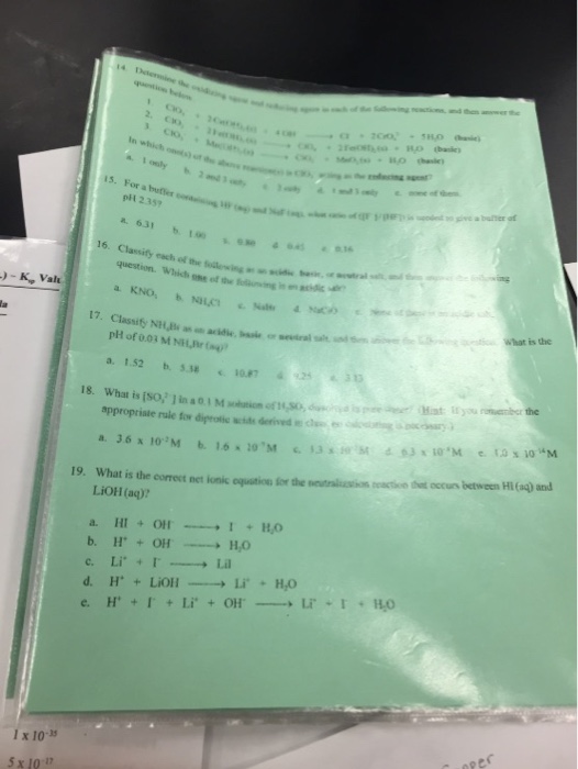 Determine the oxidizing agent and reducing agent in | Chegg.com