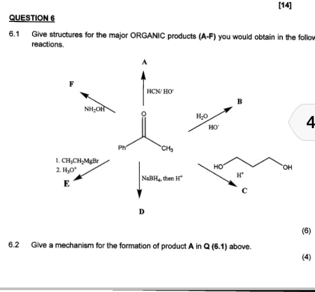 Solved Give structures for the major ORGANIC products (A-F) | Chegg.com