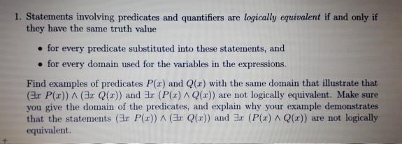 Solved 1. Statements involving predicates and quantifiers | Chegg.com