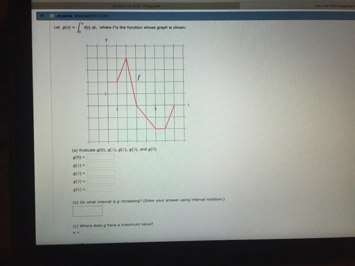 Solved Let G X F T Dt Where F Is The Function Whose