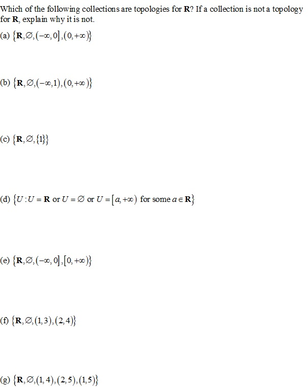 Solved Which of the following collections are topologies for | Chegg.com