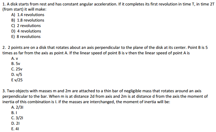 1. A disk starts from rest and has constant angular | Chegg.com