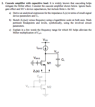 Solved 2. Cascode amplifier with capacitive load: It is | Chegg.com