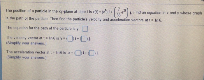 Solved The position of a particle in the xy-plane at time t | Chegg.com
