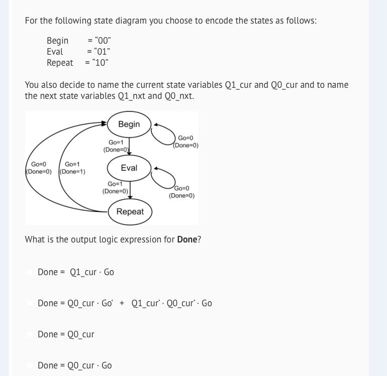 Solved For the finite state machine logic diagram provided, | Chegg.com