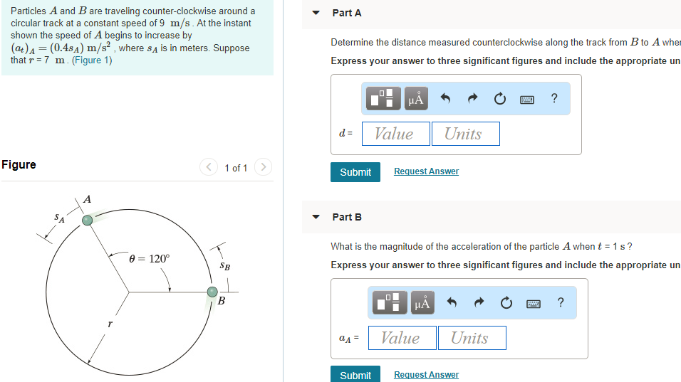 Solved Particles A and B are traveling counter-clockwise | Chegg.com