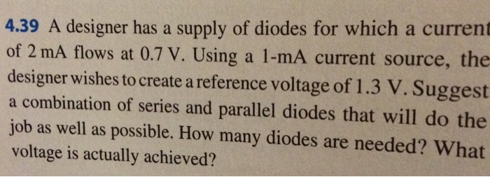 Solved A designer has a supply of diodes for which a current | Chegg.com