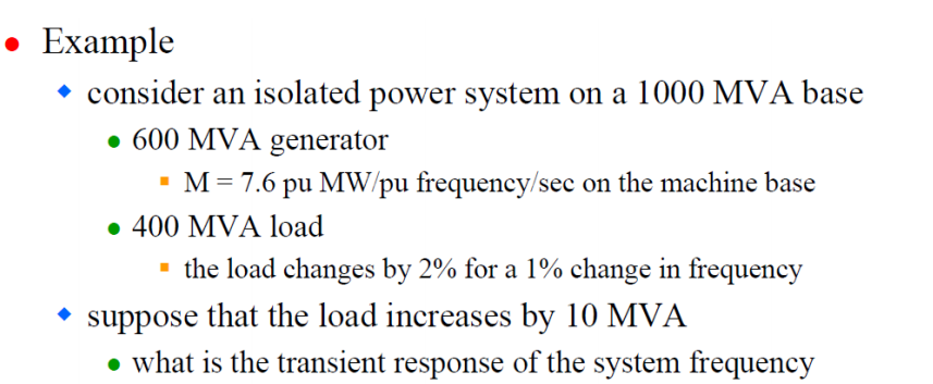 Solved · Example consider an isolated power system on a | Chegg.com