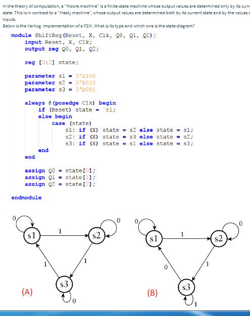 Solved In the theory of computation, a "Moore machine" is a | Chegg.com