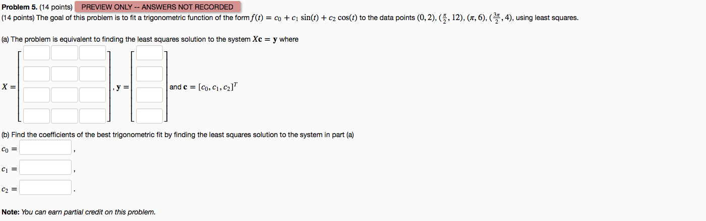 Solved The goal of this problem is to fit a trigonometric | Chegg.com
