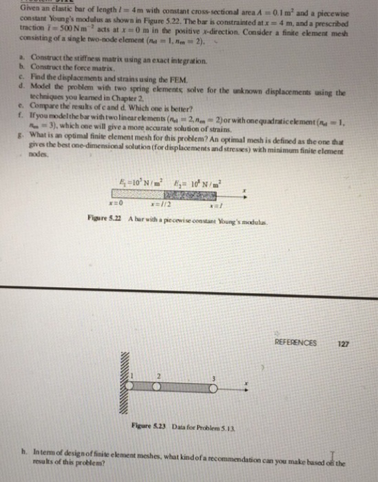 Given an elastic bar of length l = 4 m with constant | Chegg.com