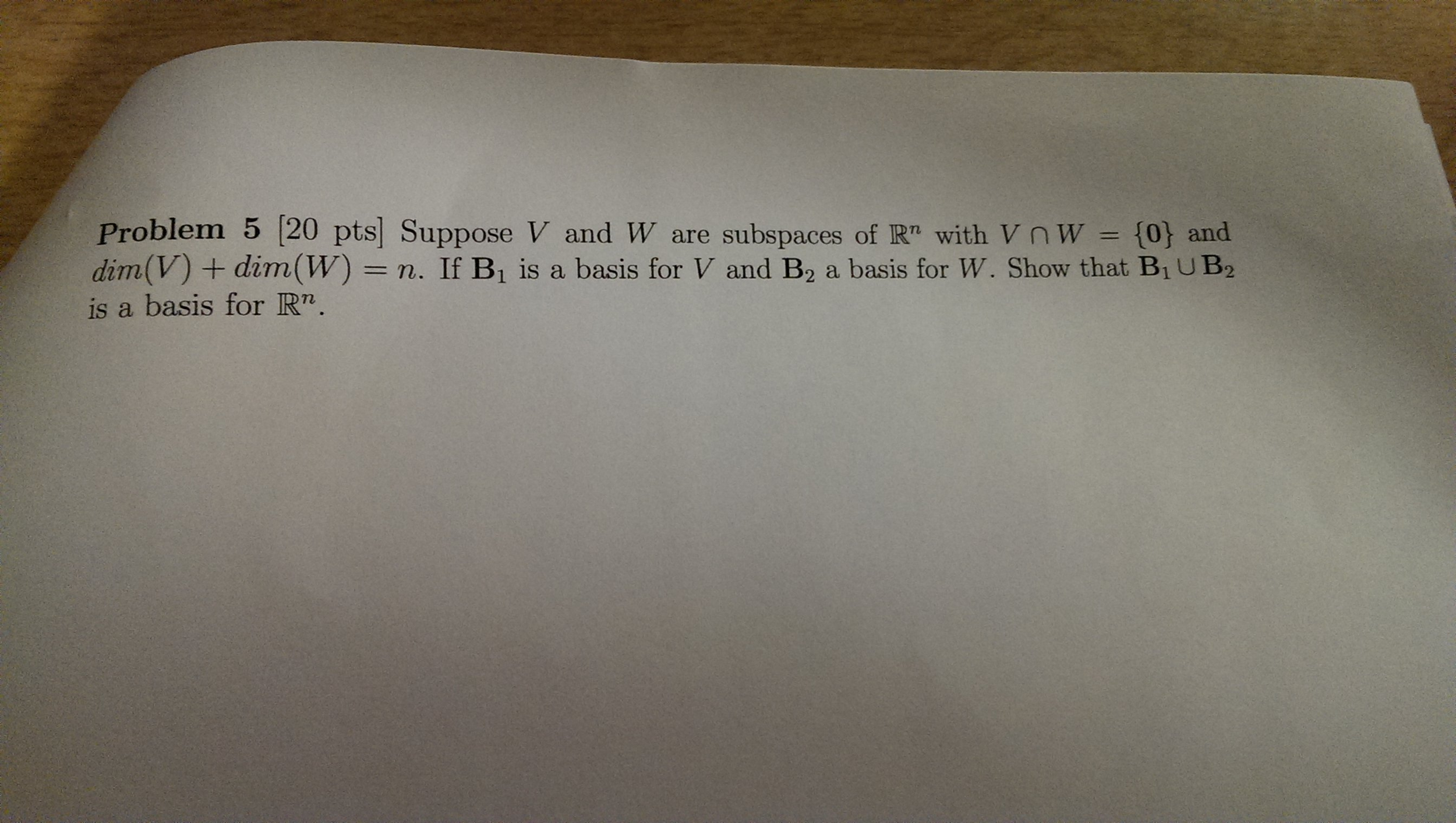 Solved Suppose V And W Are Subspaces Of Rn With V W 0 