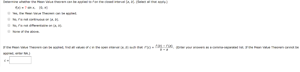 Solved Determine whether the Mean Value theorem can be | Chegg.com