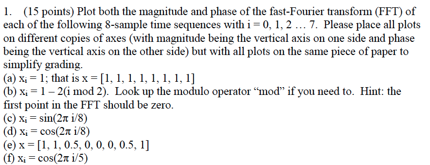Solved 1. (15 points) Plot both the magnitude and phase of | Chegg.com