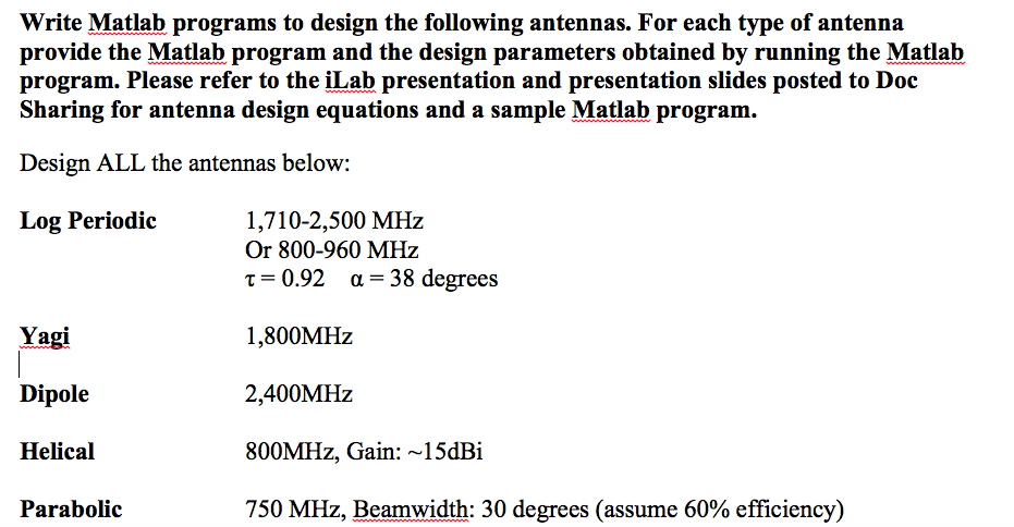 Solved Write Matlab Programs To Design The Following