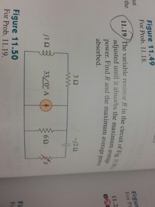 Solved The variable resistor R in the circuit of Fig. 11.50 | Chegg.com