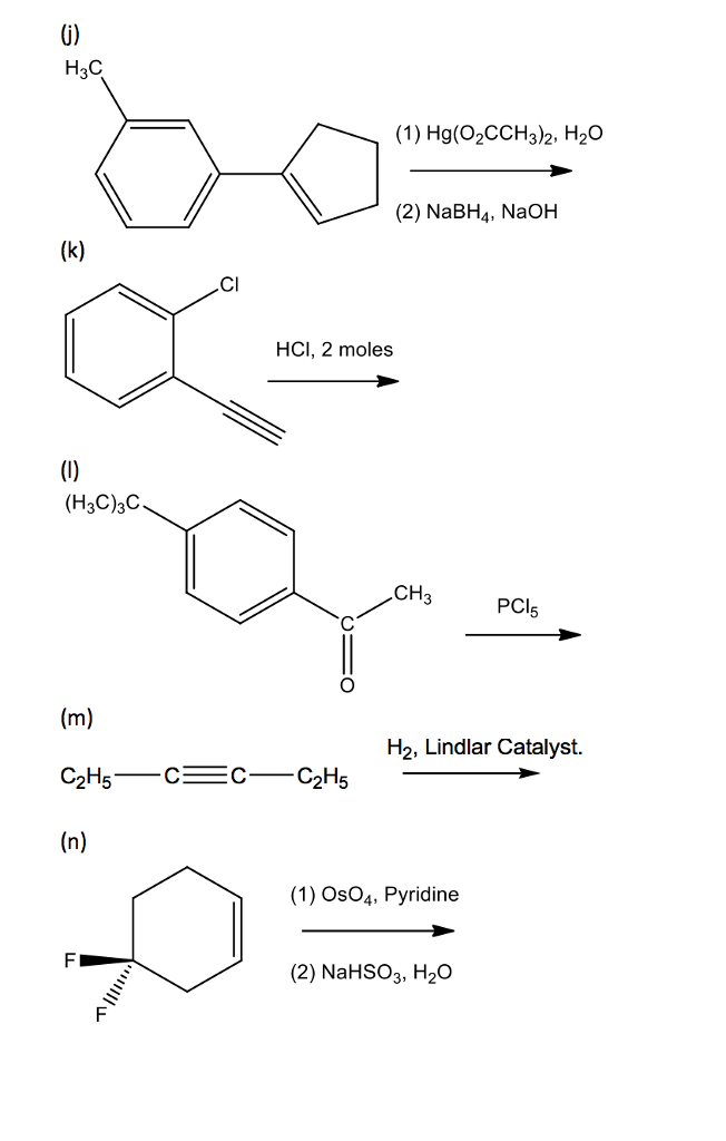 Solved U) H3C (1) Hg(O2CCH3)2. H2O (2) NaBH4, NaOH HCI, 2 | Chegg.com