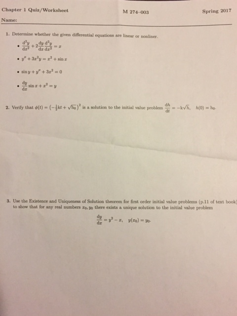 Solved Determine whether the given differential equations | Chegg.com