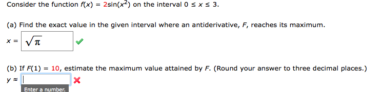 Solved Consider the function f(x) = 2sin(x^2) on the | Chegg.com