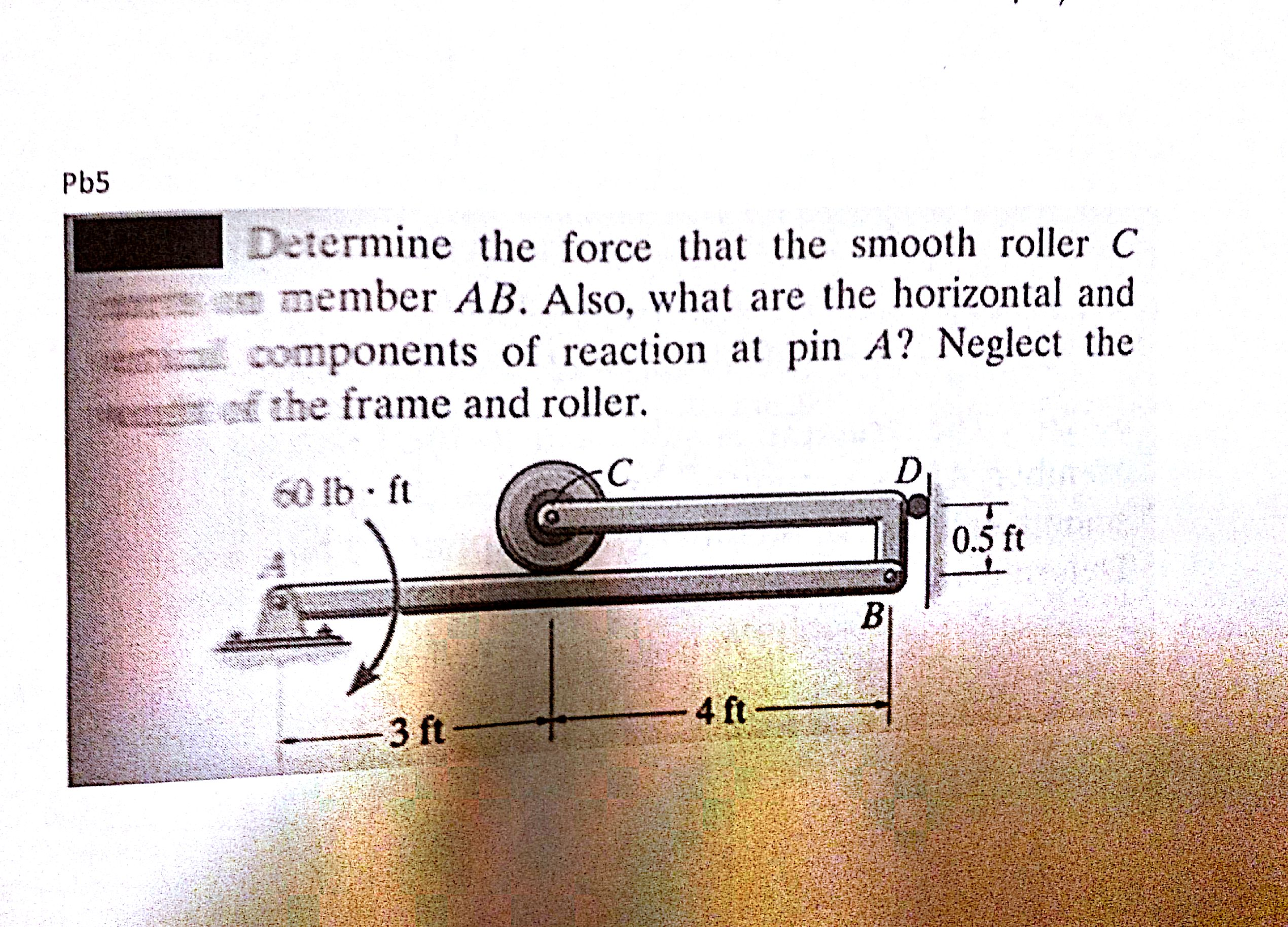 Solved Determine the force that the smooth roller C member | Chegg.com