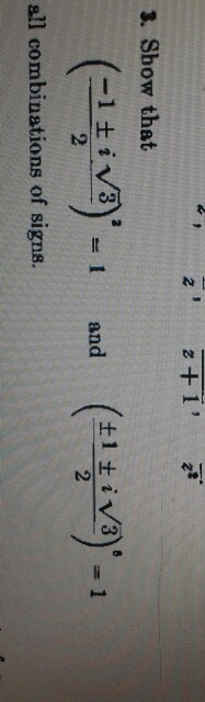 Solved Show that (-1 I squareroot 3/2)^2=1 and (1 I | Chegg.com