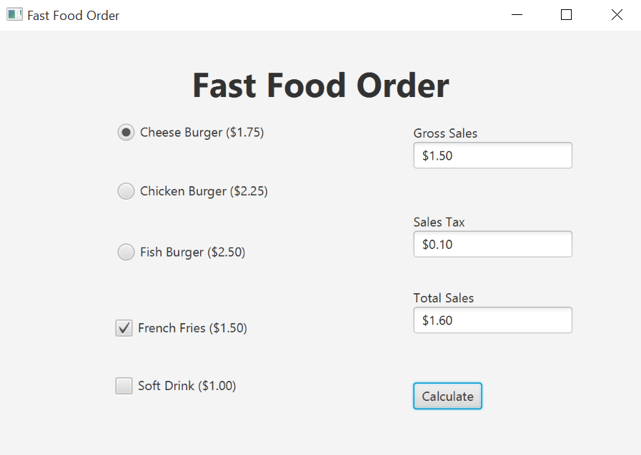 Create a JavaFX application that will calculate the | Chegg.com