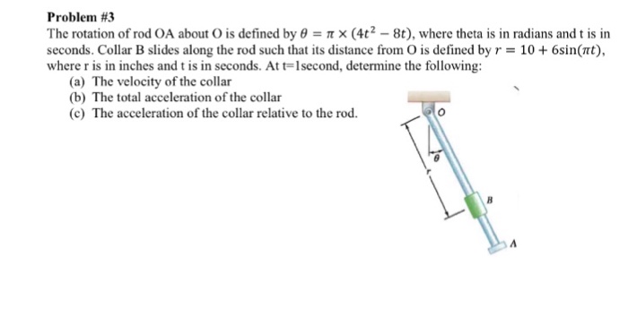 Solved Problem #3 The rotation of rod OA about O is defined | Chegg.com