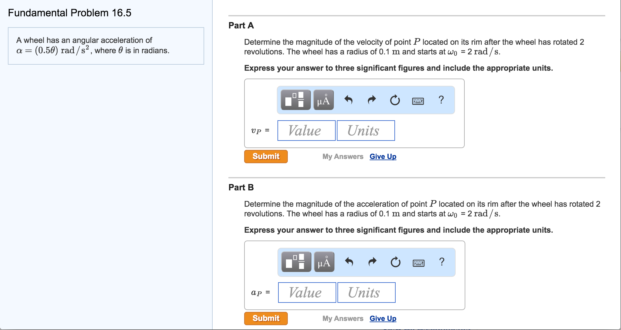Solved A wheel has an angular acceleration of alpha = | Chegg.com