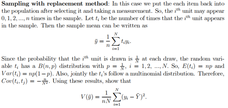 Solved Sampling with replacement method: In this case we put | Chegg.com