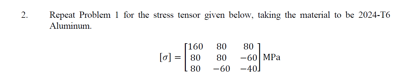 Solved The stress tensor at a point is given below. The | Chegg.com
