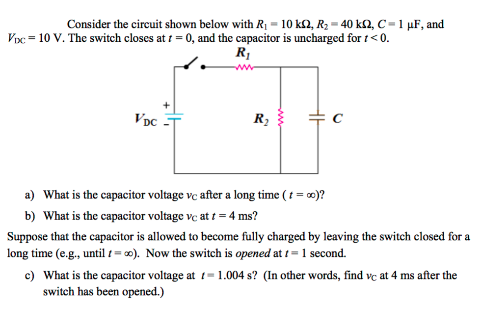 Solved Consider the circuit shown below with R1 = 10 kOhm, | Chegg.com