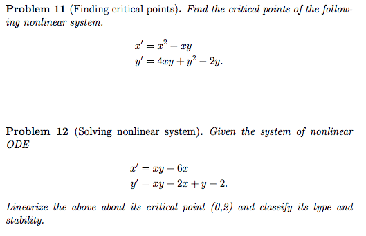 Solved Problem 11 (Finding critical points). Find the | Chegg.com