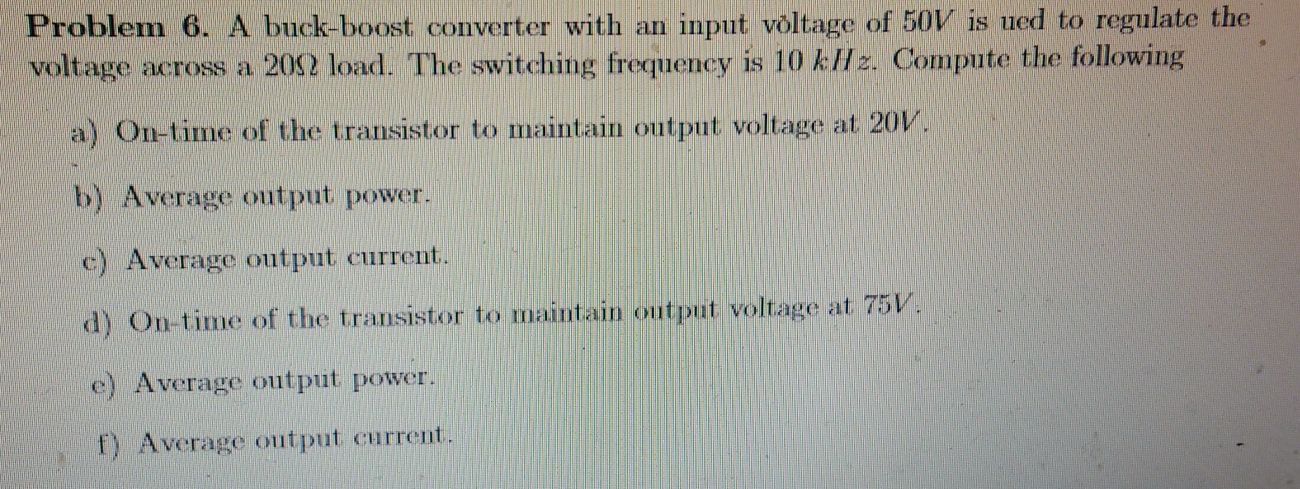 Solved A buck-boost, converter with an input voltage of 50 V | Chegg.com