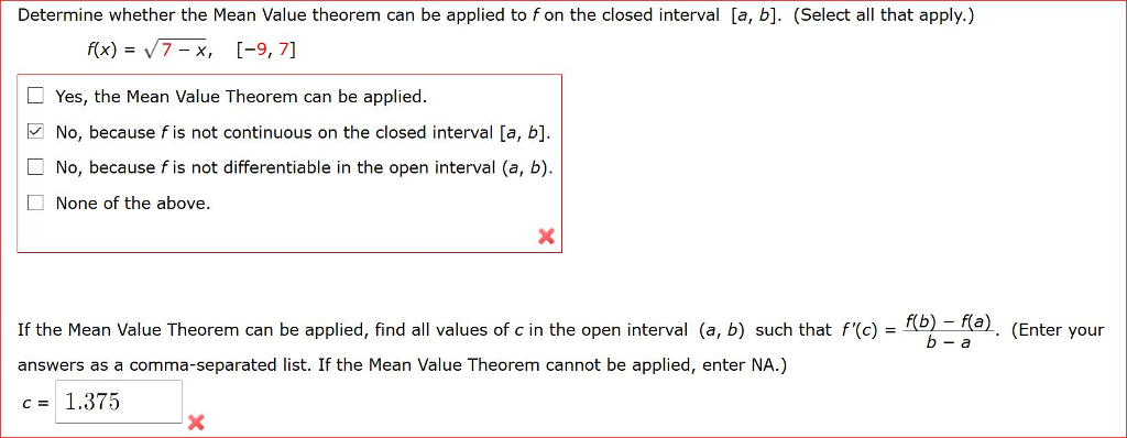 Solved Determine whether the Mean Value theorem can be | Chegg.com