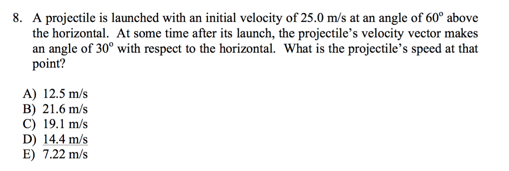 Solved A projectile is launched with an initial velocity of | Chegg.com