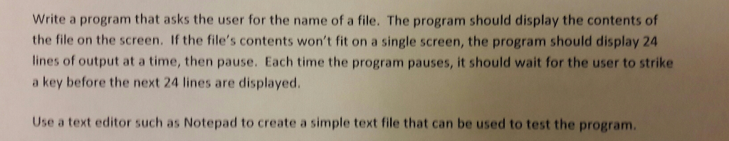 Solved Write A Program That Asks The User For The Name Of A 6793