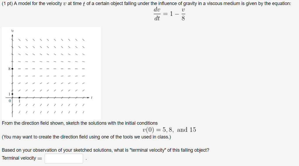 Solved (1 pt) A model for the velocity v at time t of a | Chegg.com