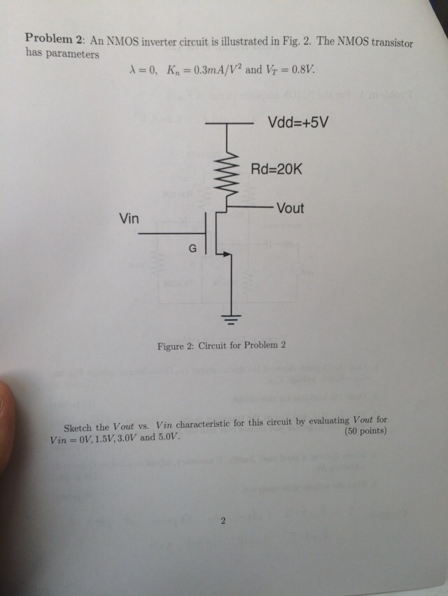 Solved Problem 2: An NMOS inverter circuit is illustrated in | Chegg.com