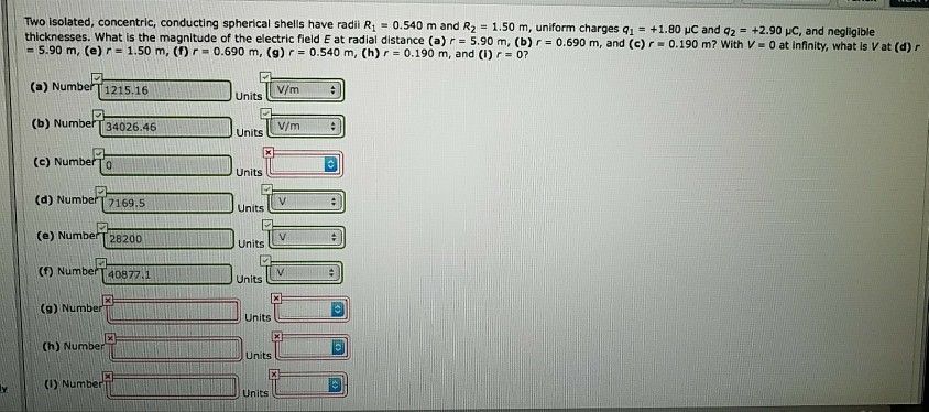 Solved Two isolated, concentric, conducting spherical shels | Chegg.com
