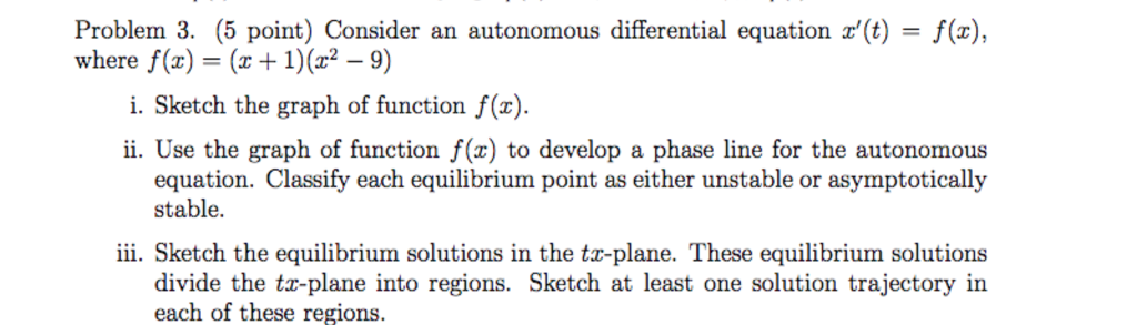 Solved Problem 3, (5 point) Consider an autonomous | Chegg.com