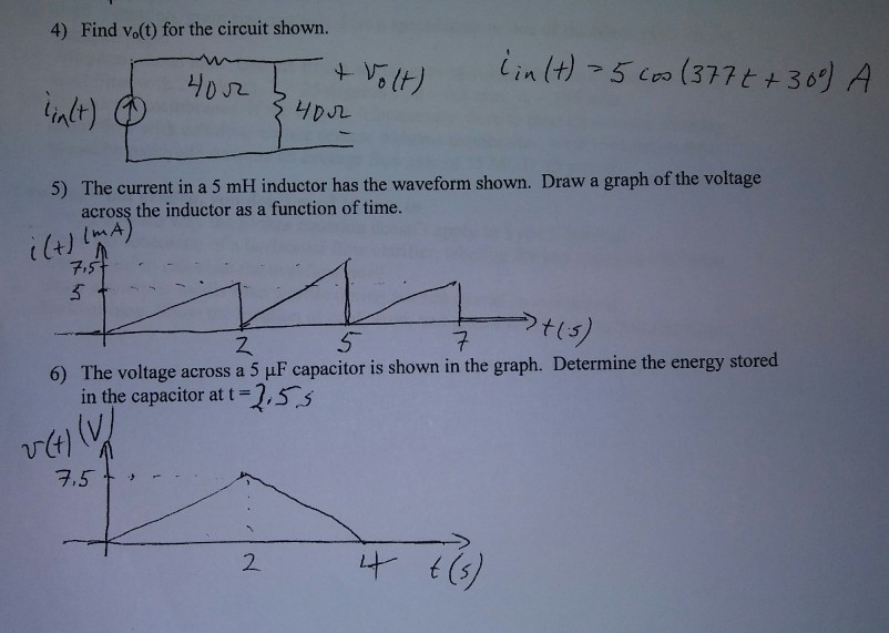 Solved 4) Find vo(t) for the circuit shown. inlt) The | Chegg.com