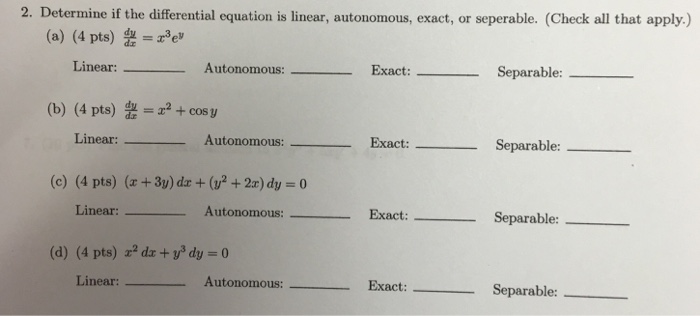 Solved Determine If The Differential Equation Is Linear