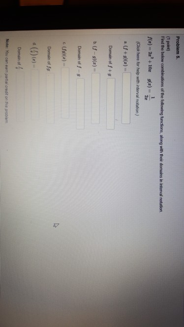 Solved (1 point) Find the below of the following functions, | Chegg.com