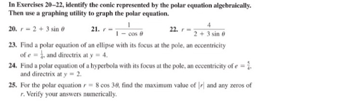 Solved In Exercises 20-22, identify the conic represented by | Chegg.com