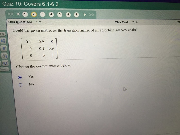 Solved Could the given matrix be the transition matrix of an | Chegg.com