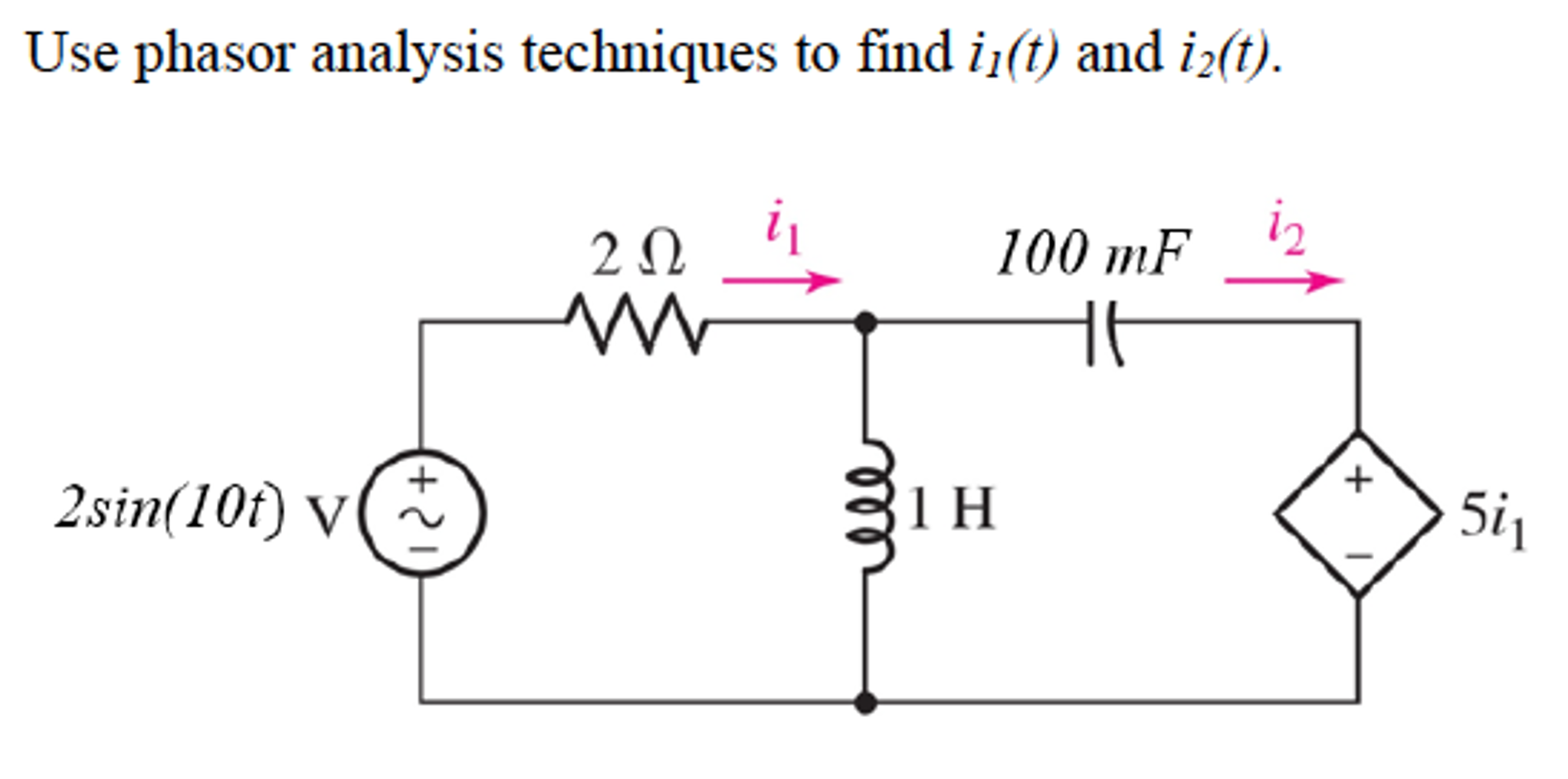 Solved Use phasor analysis techniques to find in t and i20) | Chegg.com