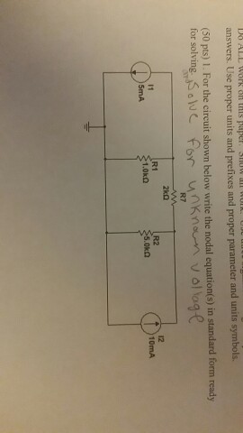 Solved For the circuit shown below write the nodal equations | Chegg.com
