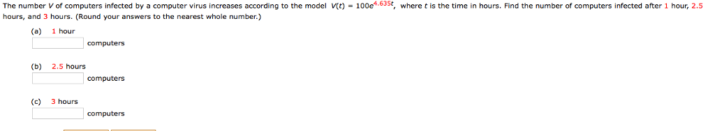Solved The number V of computers infected by a computer | Chegg.com