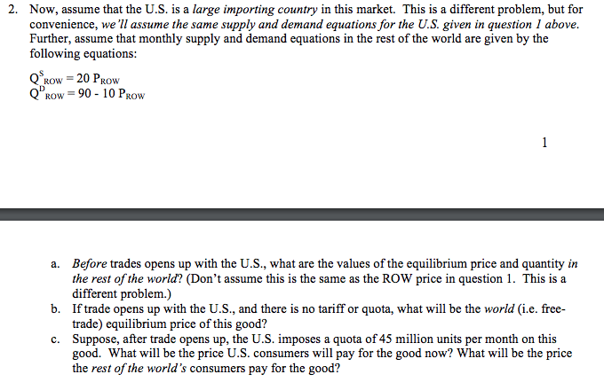 Solved Part I. Quotas - Quantitative Problems 1. In the | Chegg.com