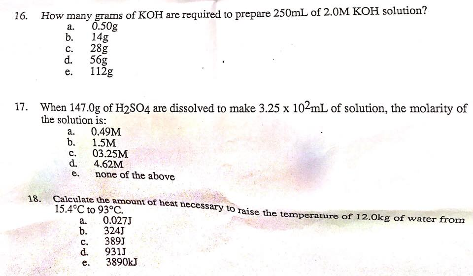 Solved How many grams of KOH are required to prepare 250mL | Chegg.com